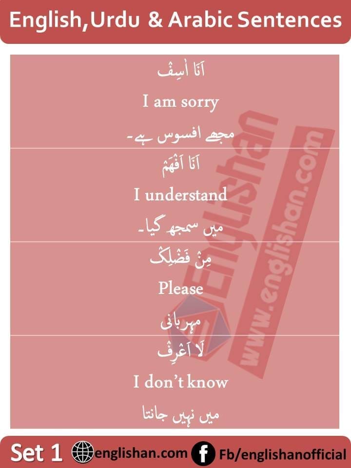 English Sentences of Daily Use with Urdu Arabic