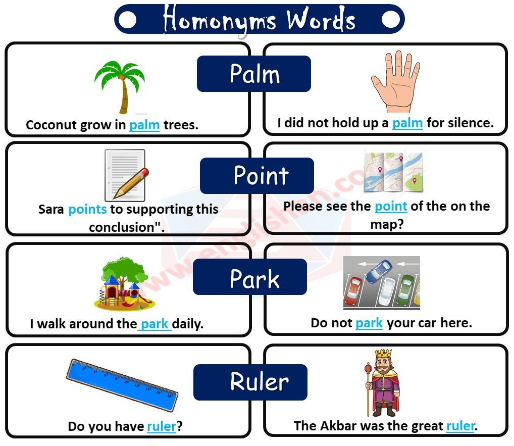 100 Homonym Words List with Sentences • Englishan