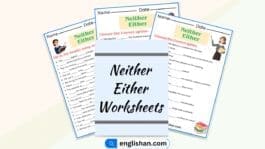 Neither Either Worksheets and Exercises with Answers in English